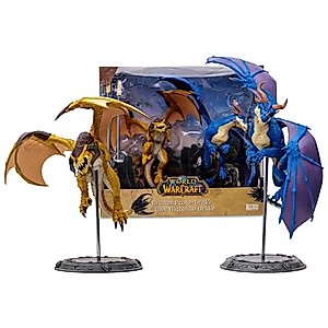 WORLD OF WARCRAFT McFarlane Toys Bronze Proto-Drake and Blue Highland Drake 2pk 1:12 Scale Posed Figures, Gold Label, Amazon Exclusive