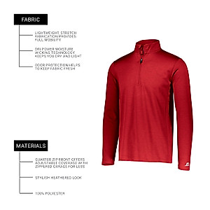 Russell Athletic Men's Lightweight Performance 1/4 Zip Outerwear, True red, L
