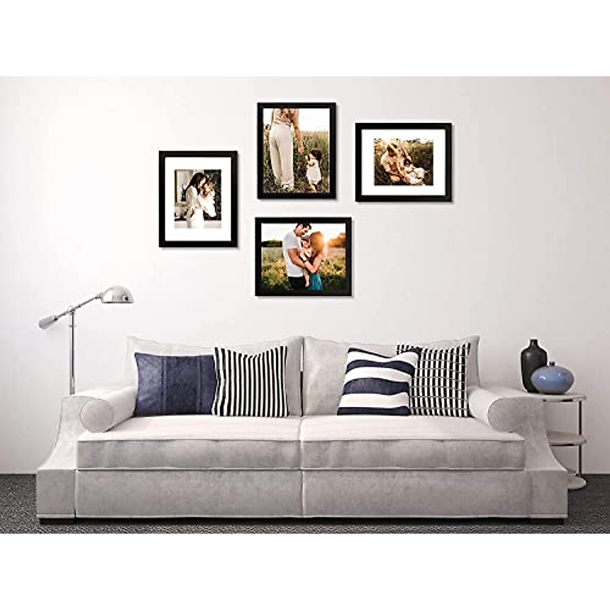 Golden State Art, 11x14 Black Picture Frame Made of Solid Pine Wood And Tempered Glass, Display for 8x10 Picture with Mat or 11x14 Picture without Mat Wall Display, 2 Pack