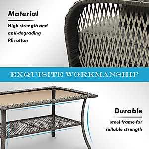 Solaste 4 Pieces Patio Furniture Sets,Patio Conversation Sofa Wicker Chair with Cushion,All-Weather Rattan Sofa for Porch Backyard Outside Garden Lawn Yard,Beige Cushion