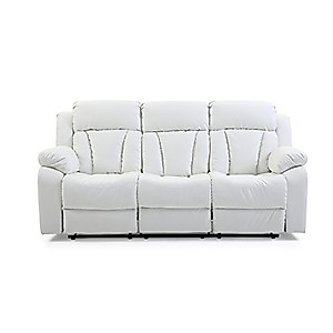 Glory Furniture Reclining Sofa White Faux Leather