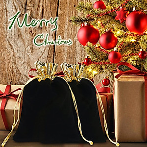 Shintop Velvet Bags, 5x7inch Velvet Jewelry Bags 10pcs Drawstring Gift Pouches for Wedding Favor Christmas (Black)