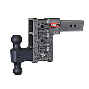 GEN-Y GH-613 MEGA-Duty Adjustable 6" Drop Hitch with GH-061 Dual-Ball for 2.5" Receiver - 21,000 LB Towing Capacity - 3,000 LB Tongue Weight
