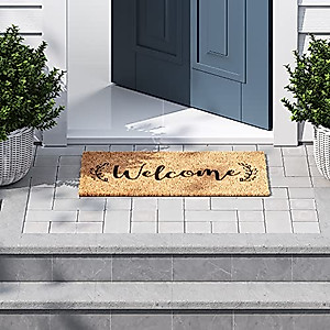 Barnyard Designs 'Welcome' Doormat Welcome Mat for Outdoors, Large Front Door Entrance Mat, 30x17, Brown