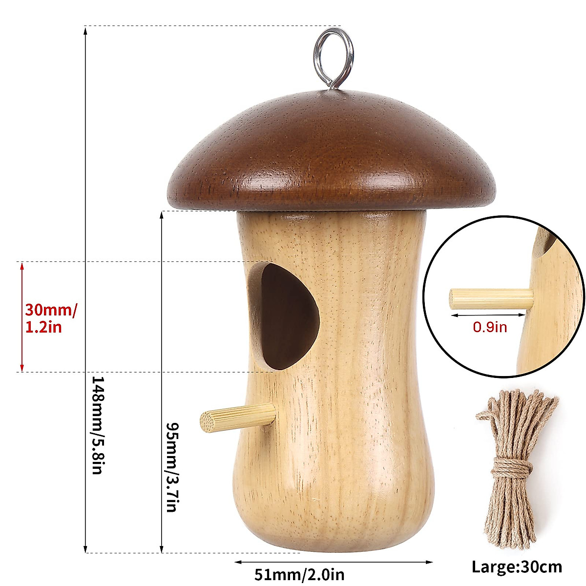 Hummingbird House,2023 New Mushroom Wooden Hummingbird Houses for Outside for Nesting, Gardening Gifts,Home Garden Decoration,3 Pack