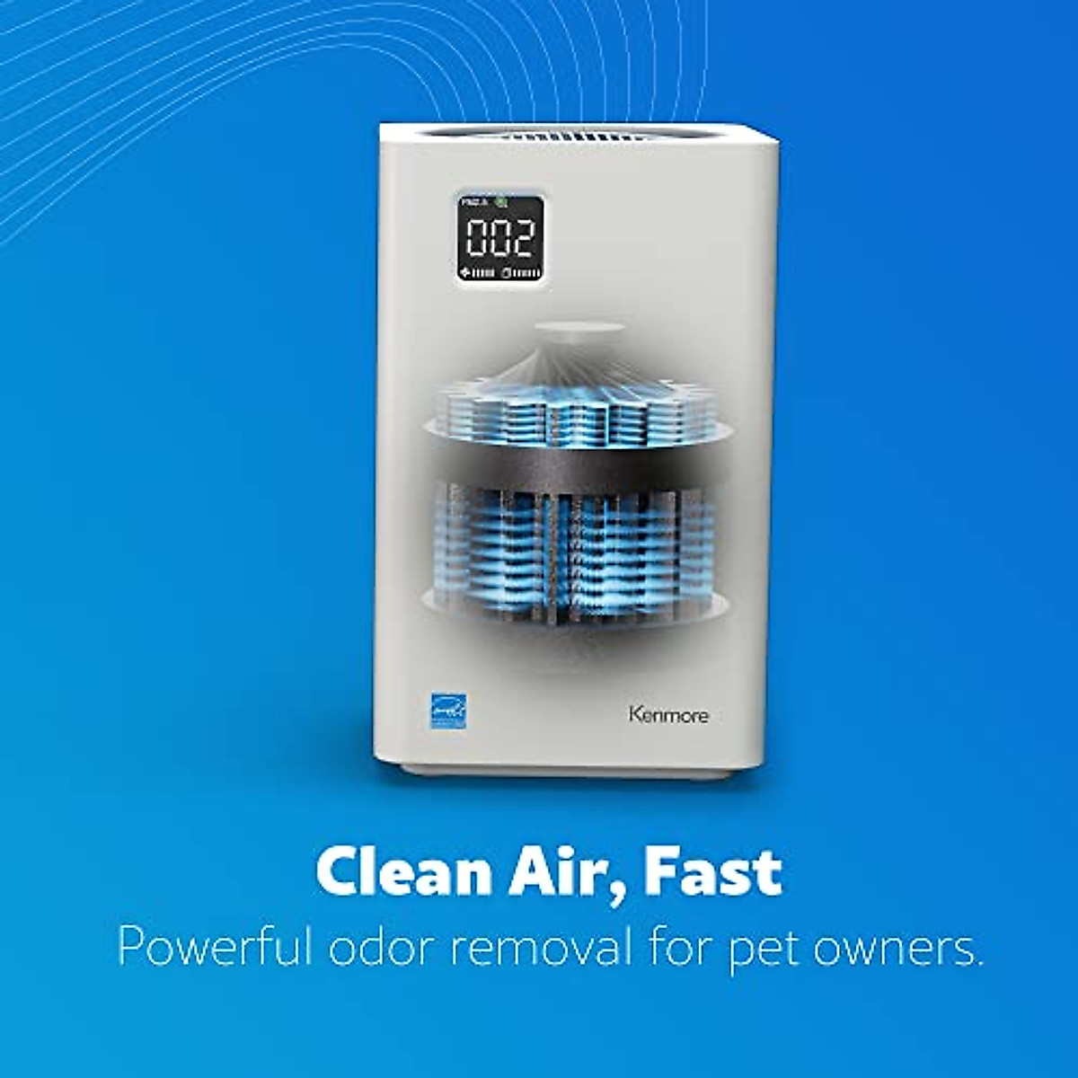 Kenmore PM2010 Air Purifier with H13 True HEPA Filter, Covers Up to 1200 Sq.Foot, 24db SilentClean 3-Stage HEPA Filtration System, 5 Speeds for Home Large Room, Kitchens & Bedroom