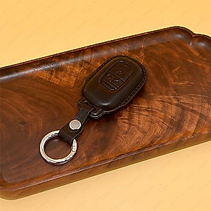 YJMOTOR for 2022 2023 Honda Civic CRV HRV Accord Remove Key Cover Compatible 4 Buttons Key Cover Genuine Leather Protector Shell Case with Keychain Accessories EX EX-L(Black)