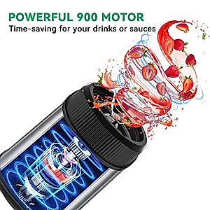 Bullet Blender Smoothie Maker 900W with To-Go Cups, Smoothie Blender, Upgrade 6-Point Blade, Smoothie Blender, Shake Blender Combo for Frozen Drink