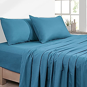 PHF King Sheet Set-Hotel Luxury Bedding Sheets and Pillowcases-4 Pieces Soft Breathable Bed Sheets- Deep Pocket up to 16 Inches Mattress-Wrinkle, Fade, Stain Resistant, Teal