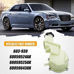 RANSOTO 603-939 Power Steering Pump Fluid Reservoir Compatible with 2011-2014 Dodge Challenger Charger ChrysIer 300 5.7L 3.6L V6 V8 Replaces 68059524AK 68059525AK 68059643AK