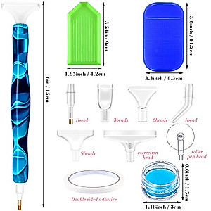 Outus 5D DIY Diamond Painting Tools with 2 Pieces Handmade Resin Diamond Painting Pen, Anti-Slip Mat, Plastic Diamond Trays, Clay Box, Drill Point Accessories Kits for Adults and Kids DIY Craft Arts