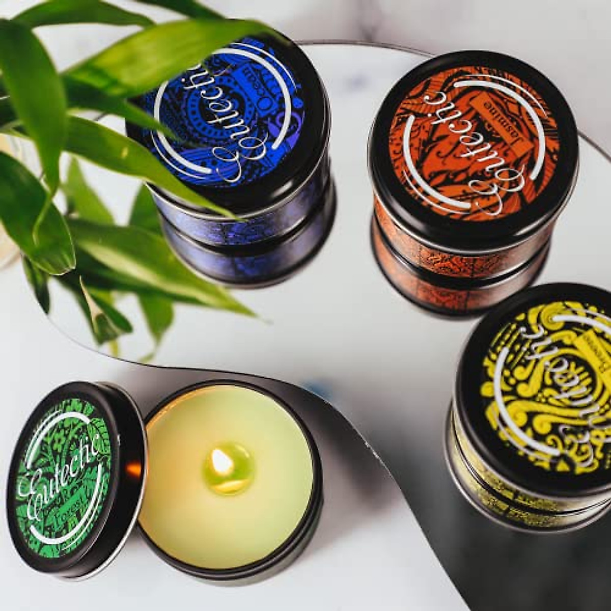 Eutectic Scented Colorful Tin Aromatherapy Candle Gift Set | Zodiac Sign Collection Candles Bulk | 3.5 Oz Natural Soy Wax with Jasmine, Sea Breeze, Ocean, and Forrest Fragrance Small Candles
