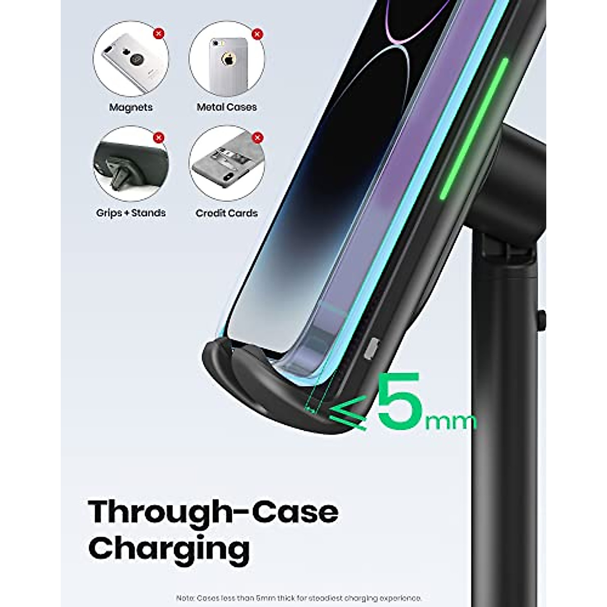 INIU Wireless Charger Stand, 15W Fast Wireless Charging Stand, Adjustable Angle Charger Dock Phone Holder, Wireless Charging Station Compatible with iPhone 14 13 12 11 Pro/Max Samsung S22 S21 Pixel