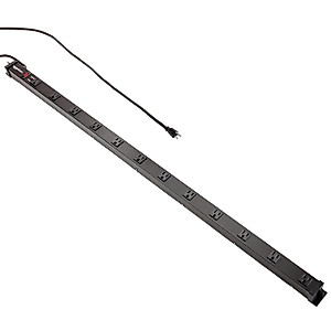 Amazon Basics Heavy Duty Metal Surge Protector Power Strip with Mounting Brackets - 12-Outlet, 600-Joule (15A On/Off Circuit Breaker)