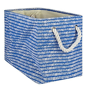 DII Polyester Container with Handles, Keeping Score Storage Bin, Large, Bright Blue
