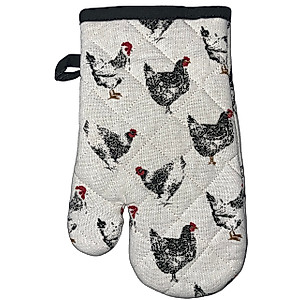 Set of 4, 100% Cotton, Farmhouse Design Black & White Rooster Sentiment Farmers Market, Kitchen Towel Set, Include 2 Kitchen Towels, 1 Pot Holder & 1 Ovenmitt.