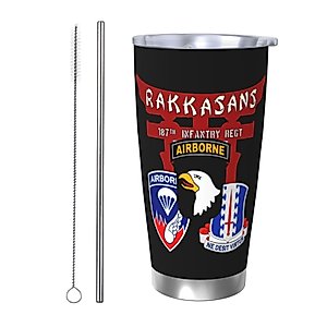 Biaomn 187th Airborne Rakkasans Stainless Steel Tumbler Vacuum Insulated Travel Tumbler With Lid Coffee Mug Car Cup For Home Office Outdoor 20oz