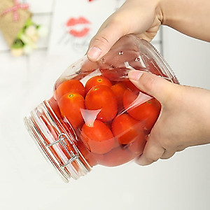 ZALSSKE 34oz Glass Food Storage Jars with Airtight Clamp Lids,Set of 4 Airtight Glass Canister Square- Clear Storage Container for Kitchen Container Storing Sugar, Flour, Cereal,Coffee,Spice…