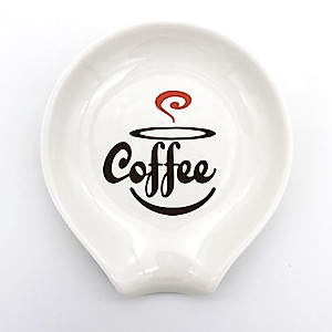 family Kitchen Funny Kitchen White Ceramic Spoon Rests, Perk Up Coffee Tea Spoon Rest Holder for Coffee Bar Station Decor Coffee Lovers Housewarming Gift
