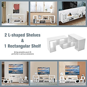 LOKO 3 Pieces Cube TV Stand, Modern Entertainment Center for up to 65 Inch TV, Minimalist TV Console Table, Free Combination Storage Bookcase Shelf for Living Room or Bedroom (White)