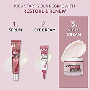 No7 Restore & Renew Multi Action Face & Neck Night Cream - Collagen Peptide Anti Aging Face Cream - Hydrating Hyaluronic Acid Night Cream - Shea Butter + Vitamin E Skin Firming Night Cream (50ml)