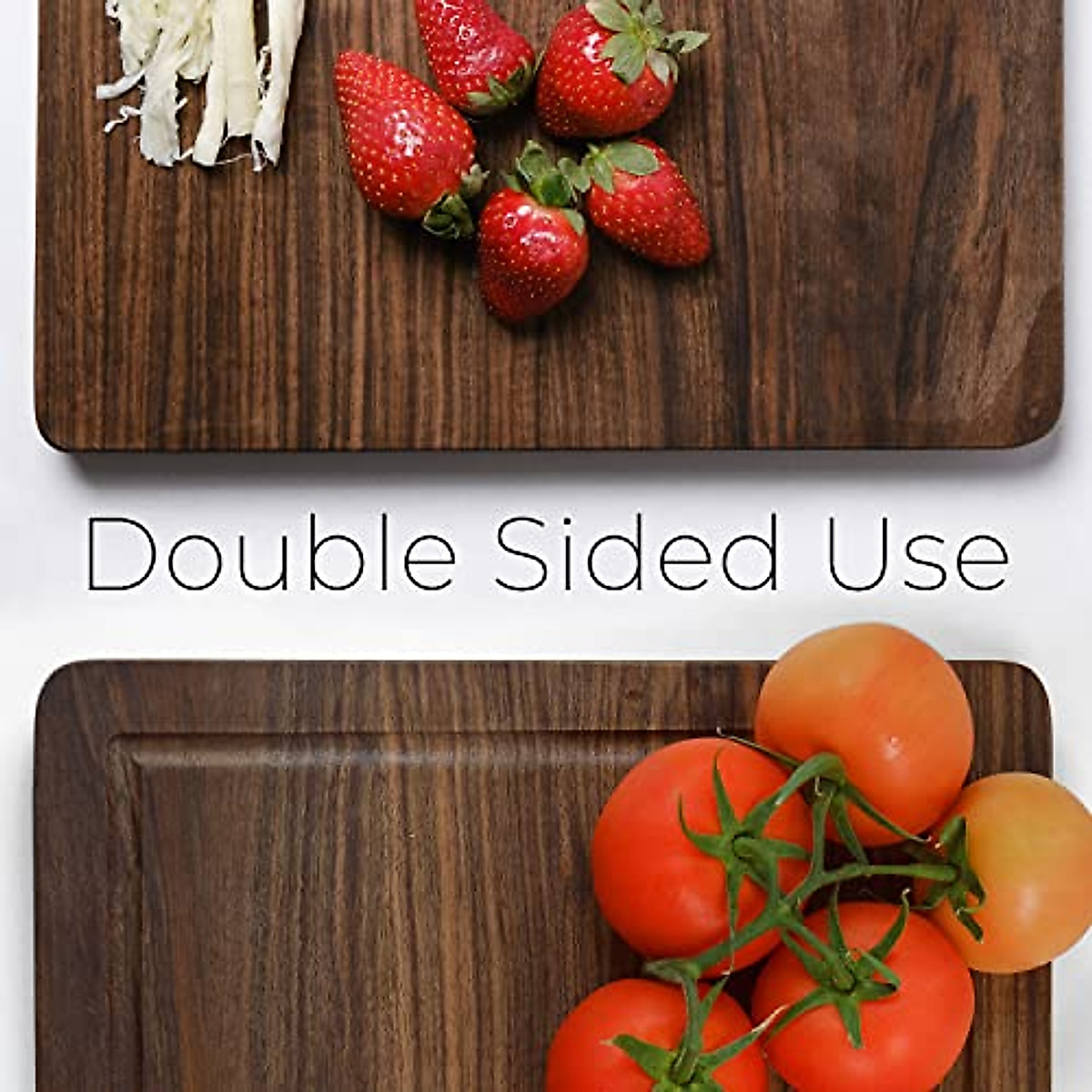 Dark Walnut Wood Cutting Board For Kitchen with Juice Groove, Chopping Board Made of Walnut Wood in Large & Medium sizes for Meat, Cheese and Vegetables (Black Walnut 16x12 inch)