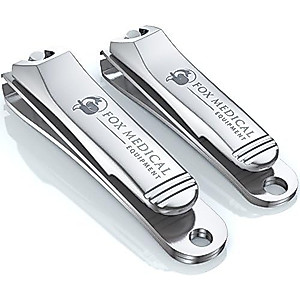 Fox Medical Equipment Professional Nail Clippers - Toenail Clipper for Thick Toenails - Stainless Steel Fingernail Clipper Toe Nail Clipper Set for Men Women Seniors - Best Travel Finger Nail Clip