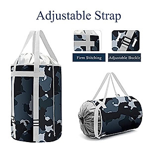 Laundry Basket Laundry Hamper Dirty Clothes Hamper Collapsible Foldable Laundry Bin Bag Backpack with Handles and Lid Large Tall Water-Proof Polyester Sturdy Durable Camouflage Blue