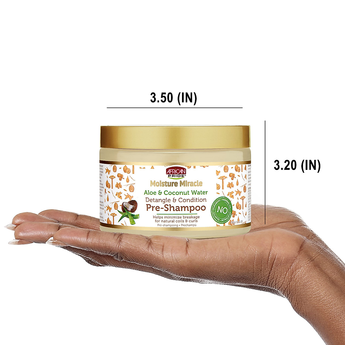 African Pride Moisture Miracle Aloe & Coconut Water Pre-Shampoo - Helps Minimize Hair Breakage for Natural Coils & Curls, Detangles & Conditions, 12 oz