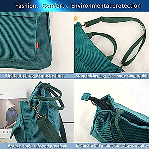LSXCSM Women's Cute Corduroy Tote Bags Canvas Crossbody Bag Shoulder Purse with Zipper for School