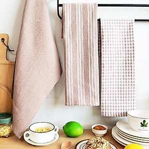 Mia'sDream Cotton Waffle Weave Kitchen Towels | Soft & Absorbent Dish Towels Tea Towel | Quick Drying Hand Towels for Kitchen | 13" x 28" 3 Pack (Brown Set)