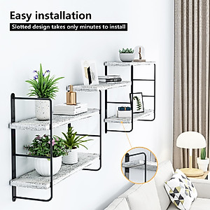 MXCSE Wall Mounted Floating Shelves - Rustic Wall Decor Wood Shelves for Bedroom, Living Room, Bathroom and Kitchen Storage, Easy Installation Hanging Shelves (5, Washed White)