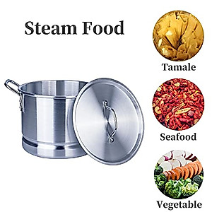 ARC 32 Quart Aluminum Tamale Steamer Pot, Crab Seafood Stock Pot w/Steamer Rack and Tube, Great for Water Bath Canning Pot, Rivet Handle, 8 Gal