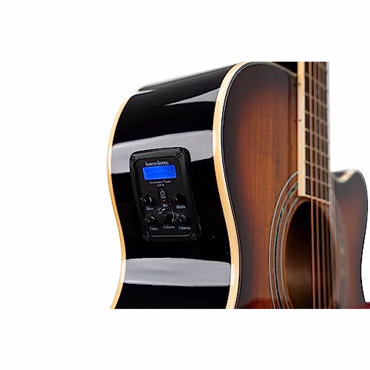 Washburn Festival Series 6 String Acoustic Electric Guitar, Right, Koa Burst, Cutaway Mini Jumbo (EA55G-A)