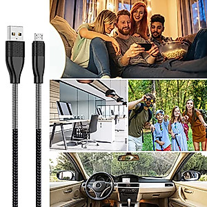 Micro USB Cable (3-Pack 6Ft), Android Phone Charger Nylon Braided Tough 6 Feet Cord, USB to Micro USB 6 Foot Wire for Samsung Galaxy S7 S6 S5, Note 5 -Dark