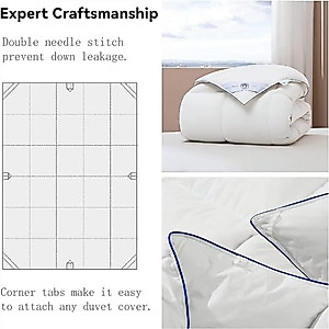 HOMCHANG GOOSE Down Comforter King Size Duvet Insert Hotel Fluffy Comforter 850+ Fill Power Duvet Winter Warm 106x90 inches White Comforter 100% Cotton Soft Duvet Cover with 8 Corner Tabs, 70oz