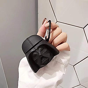AZlanlan Headset Set for Apple Airpods 1&2, 3D Anime Theme [Blue Cat] Darth Vader[Star Wars] [Middle Finger Cat] Silicone Headphone Case. (Black Warrior)