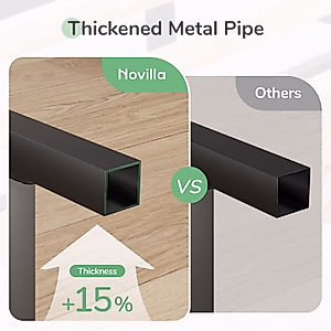 Novilla Queen Bed Frame, Metal Platform Bed Frame, Noise-Free, Sturdy Metal Bed Frame, Heavy Duty Wood SlatsWood Slats Support, No Box Spring Needed, Easy Assembly, Coal Black