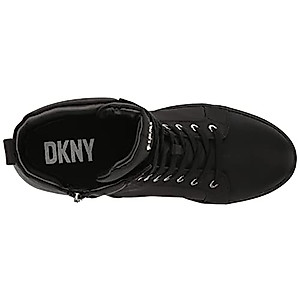 DKNY Women's Calz Lace Up Wedge Sneaker, Black, 9