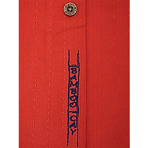 Bamboo Cay Men's Single Palm Tropical Style Embroidered Camp Shirt (Large, Tomato)