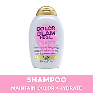 OGX ColorGlam Ultra Hydrating Shampoo for Color-Treated Hair, Gentle Sulfate-Free Surfactants to Help Protect Hair Color, Semi-Sweet Scent, 13 Fl Oz