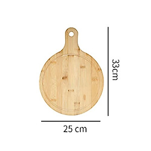 GULRUH Wood Cutting Boards for Kitchen, Round Solid Wood Cutting Board for Family, with Juice Trough, Easy-to-Grip Handle, Size:33cm*25cm