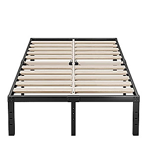 Auroral Zone Queen Bed Frame 18" High, 3" Wide Wood Slats 3500 Pounds Support for Foam Mattress No Sagging, No Slip, No Box Spring Needed/Underneath Storage/Noise Free/Easy Assembly-Black