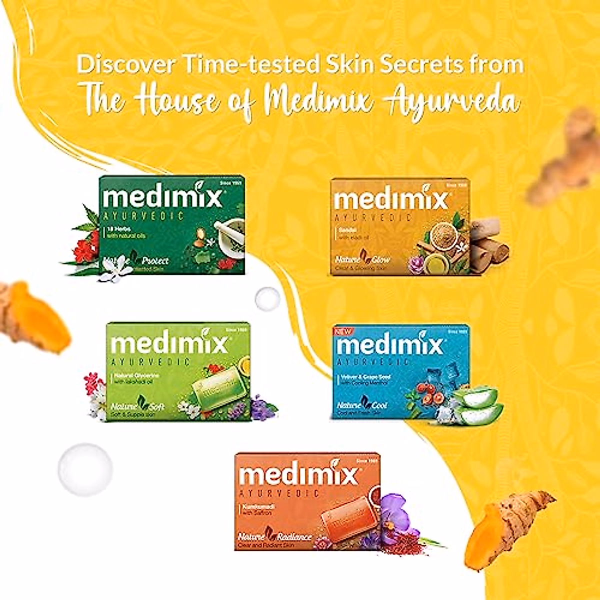 Medimix Ayurvedic Turmeric & Argan Oil Bathing Soap, 125Gm (4+1 Offer Pack)