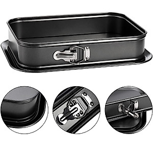 SOUJOY Springform Cake Pan, Non-stick Cheesecake Pan, 14 x 9 Inch Large Rectangle Cake Pan with Removable Bottom, Ice Cream Cake Bakeware, Black