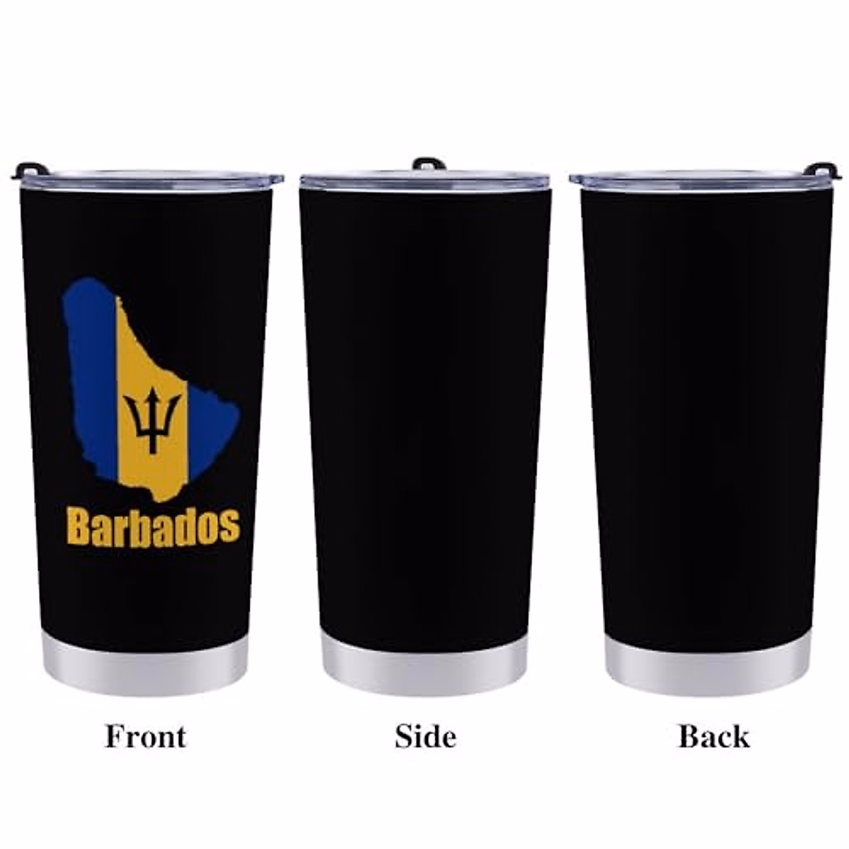 Barbados Flag Map 20 Oz Travel Coffee Mug with Lid Tumbler Drinking with Straw Brush Water Car Cup