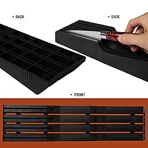 XYJ Drawer Kitchen Knife Holder PP+fiber Knife Stand With 3 Long slots 4 short slots Knives Block Black Non-slip Plastic Chef Knives Storage Organizer (Black)