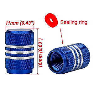 Senzeal 5X Aluminum Car Tire Valve Stem Caps Round Style Air Covers Blue