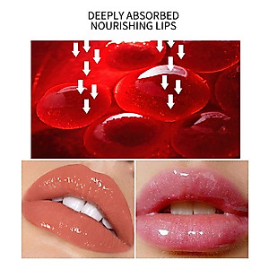 MAEPEOR Glitter Glossy Plumping Lipgloss 9 Colors Moisturizing Lip Plumper Shiny Jelly Lip Gloss Natural Liquid Lipstick for Women and Girls (Glitter Glossy, 02#Peachy Pink)