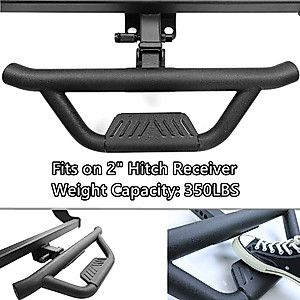 Textured Black Universal Hitch Step bar Custom fit Vehicles with 2" Hitch Receiver Trailer Truck Towing Rear Bumper Guard (Incl Pin Lock and Stabilize)